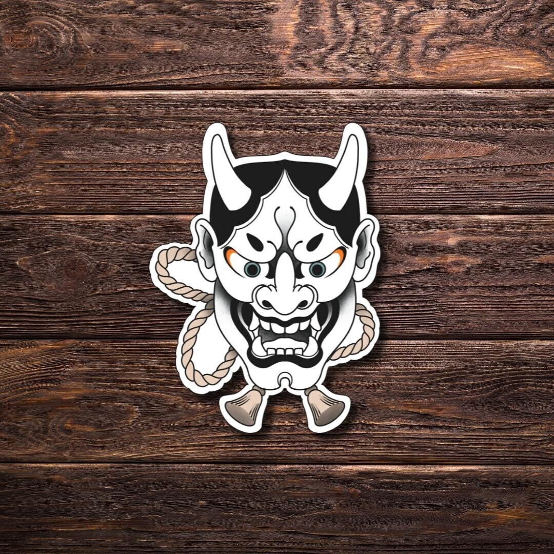 Hannya Mask Sticker tattoo Flash Print Traditional Japanese Demon Mask ...