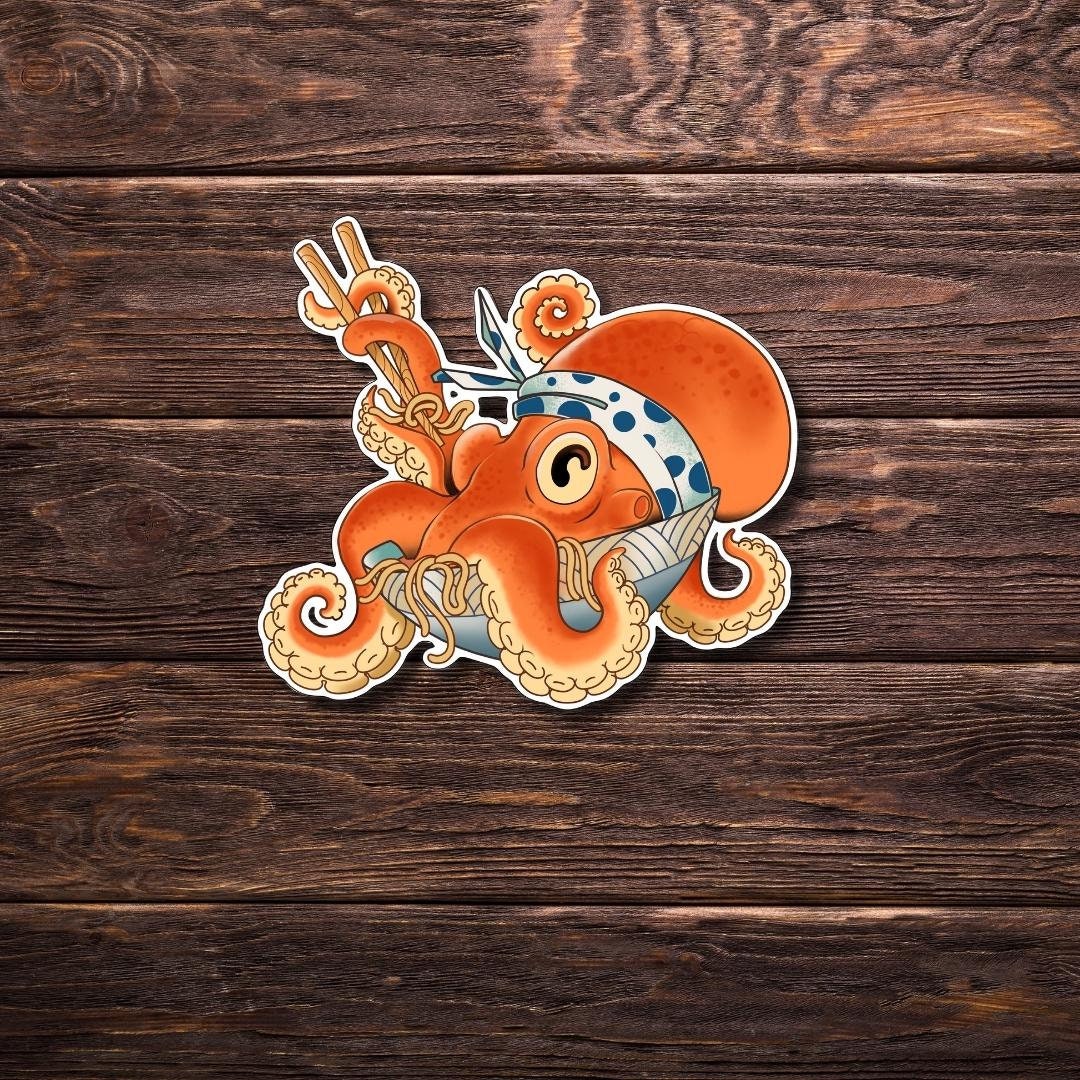 Cute Octopus Sticker -quality Tattoo Flash Print - High Resolution ...