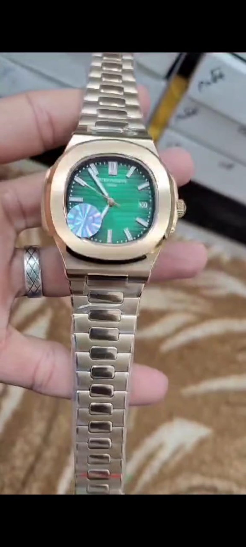 Patek Philippe Nautilus Stainless Steel Vintage Green Dial Unisex Watch ...