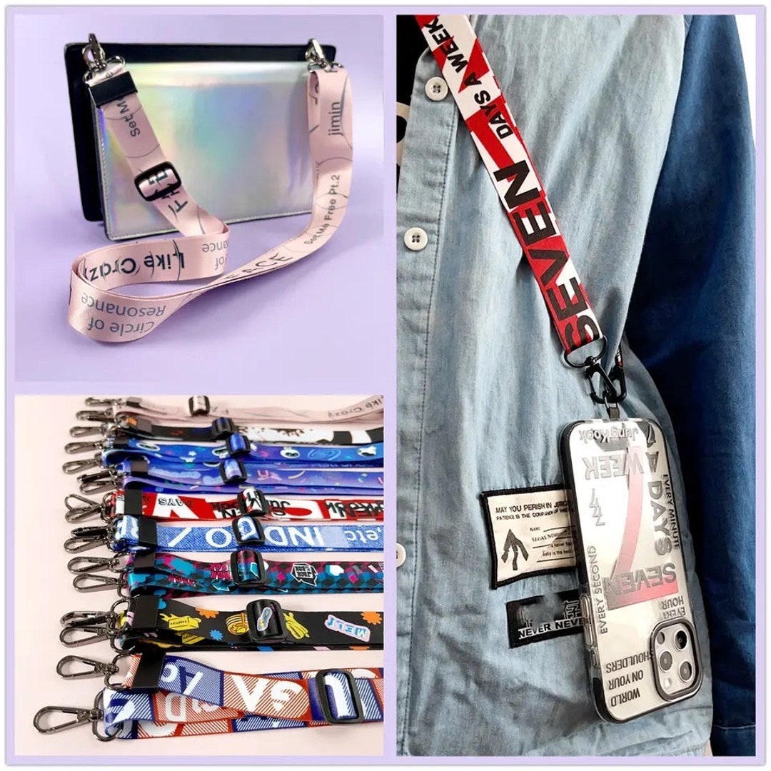BTS Lanyard Crossbody Adjustable Strap. Shoulfer Phone, Bag, Neckband Rope Strap. Rm, Jin, Suga ...