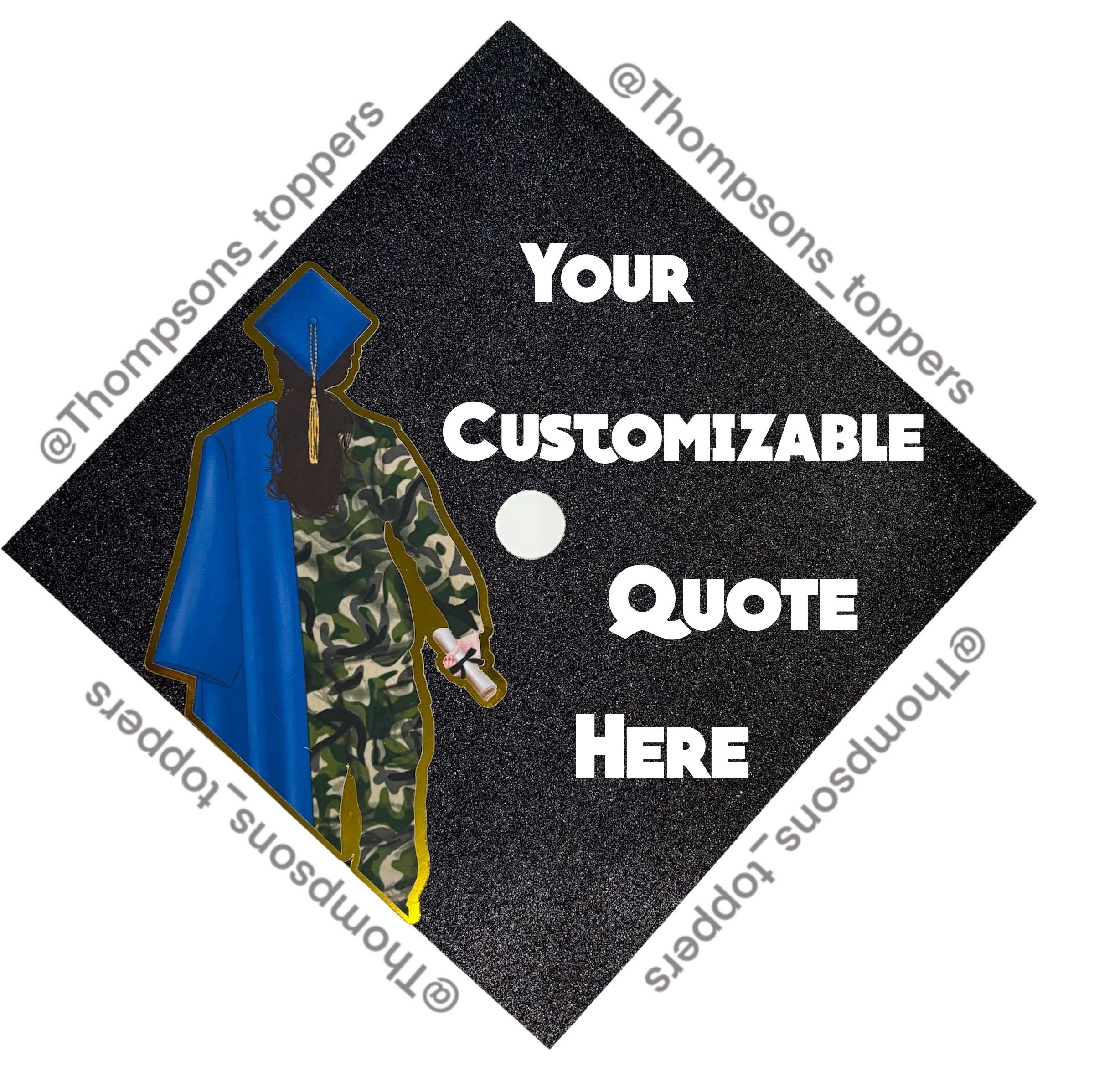 Military Glitter Cardstock Custom Quote Graduation Topper With or ...