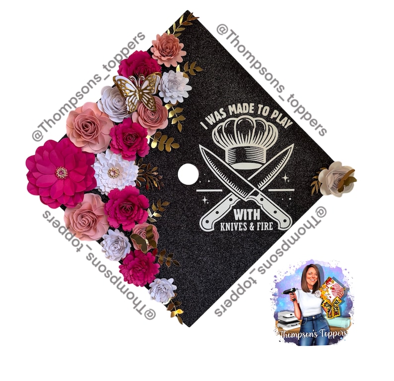 Glitter Cardstock Graduation Topper for Culinary Major With Paper ...