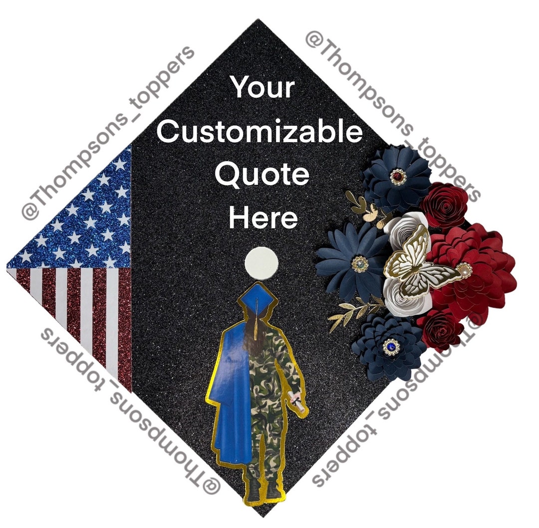 Military Glitter Cardstock Custom Quote Graduation Topper With or ...