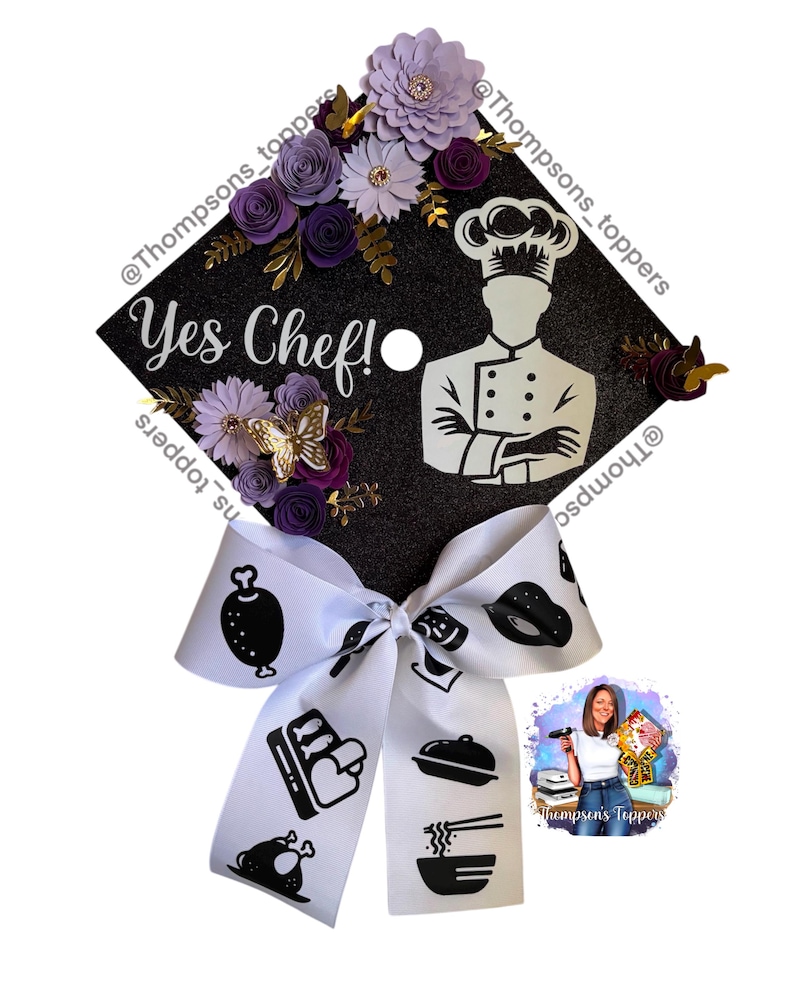 Glitter Cardstock Graduation Topper for Culinary Major With Paper ...