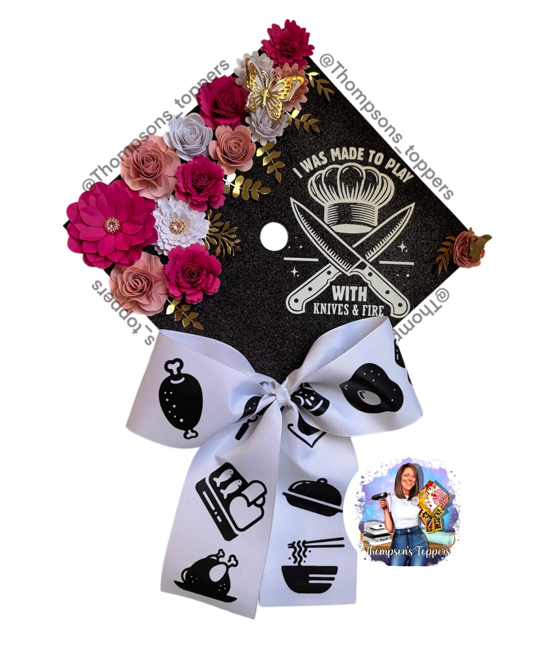 Glitter Cardstock Graduation Topper for Culinary Major With Paper ...