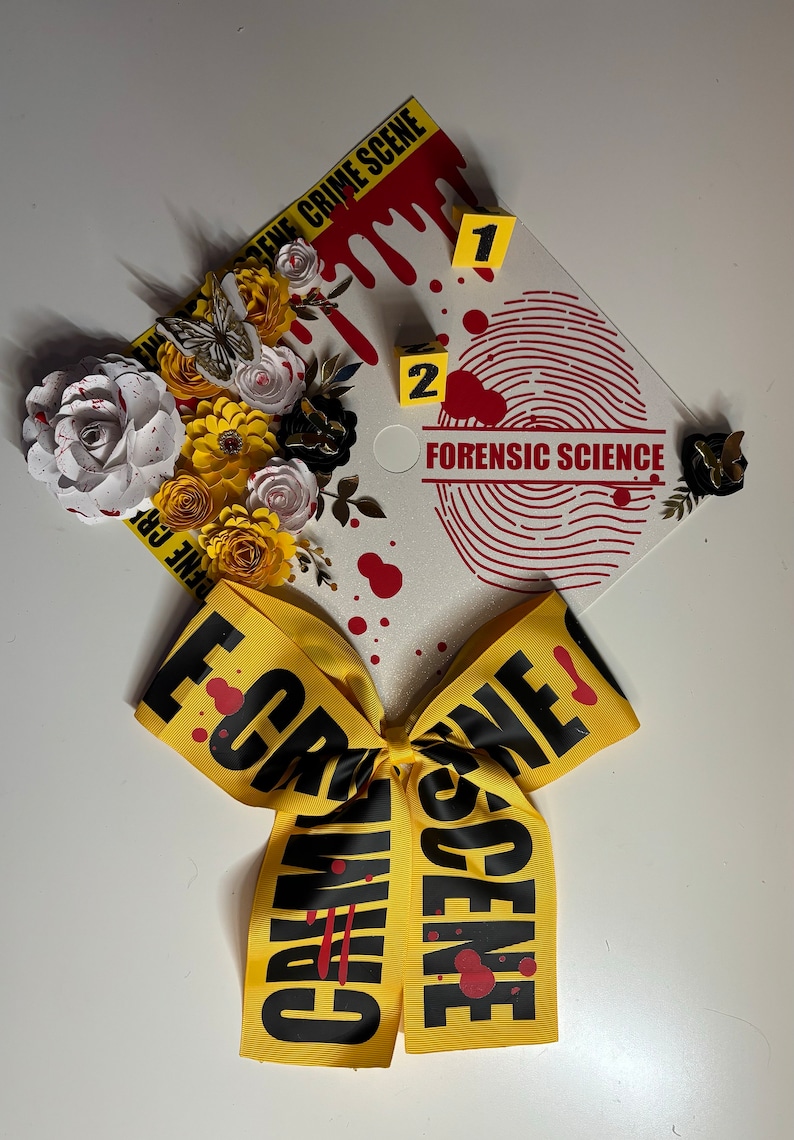 Forensic Science Graduation Cap Topper: Glitter, Crime Scene Bow ...