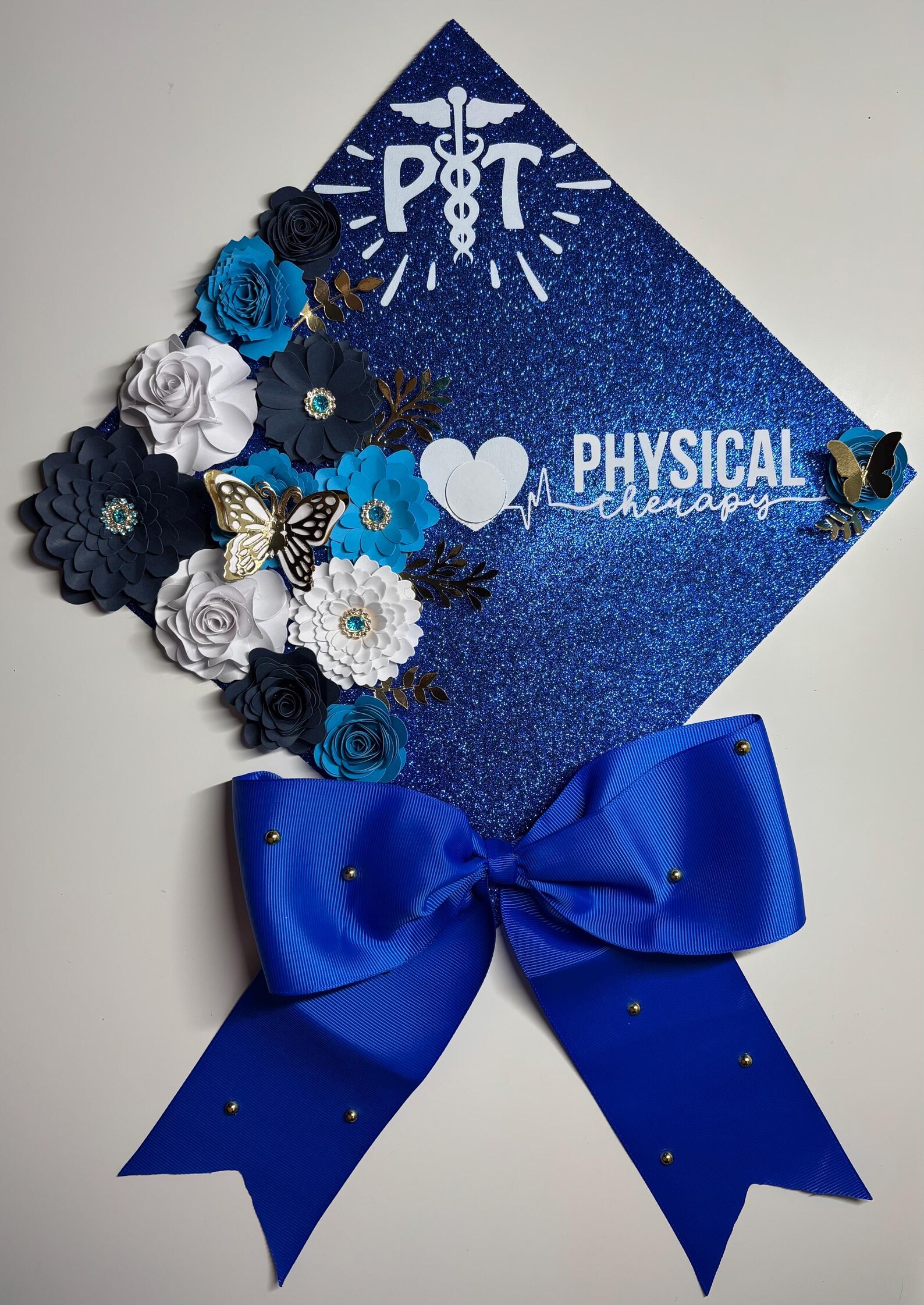 Glitter Graduation Cap Topper: Physical Therapy, Paper Flowers - Etsy