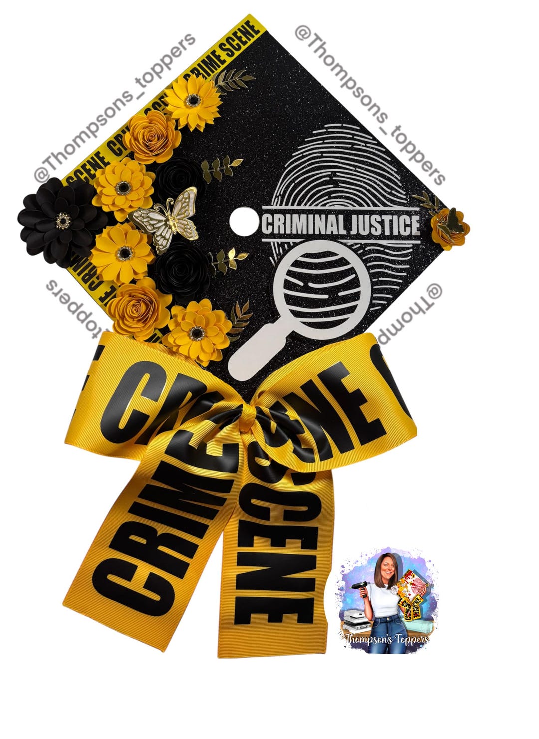 Criminal Justice Grad Cap Topper: Glitter Cardstock, 3D Magnifying ...