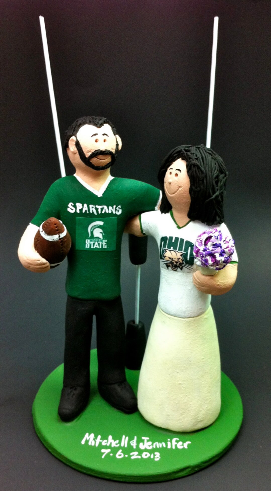 Michigan State Spartans Groom Wedding Cake Topper, Ohio Bobcats Bride ...