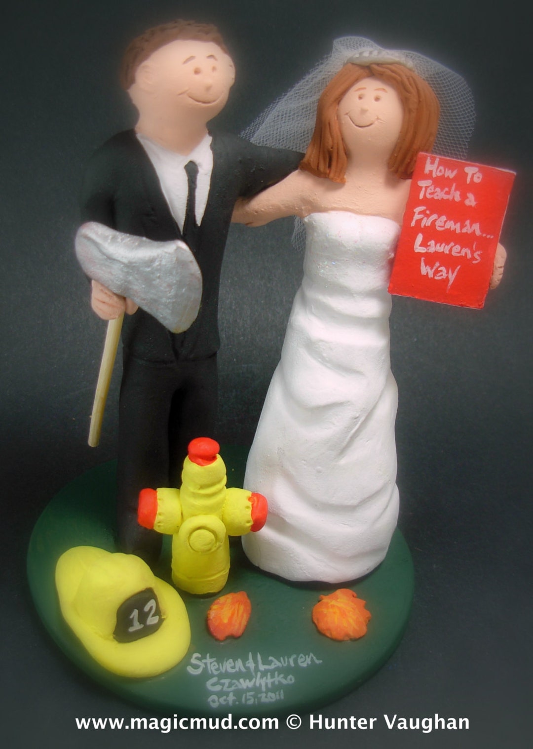Firefighter Groom Marries Teacher Bride Wedding Cake Topper, Fireman ...