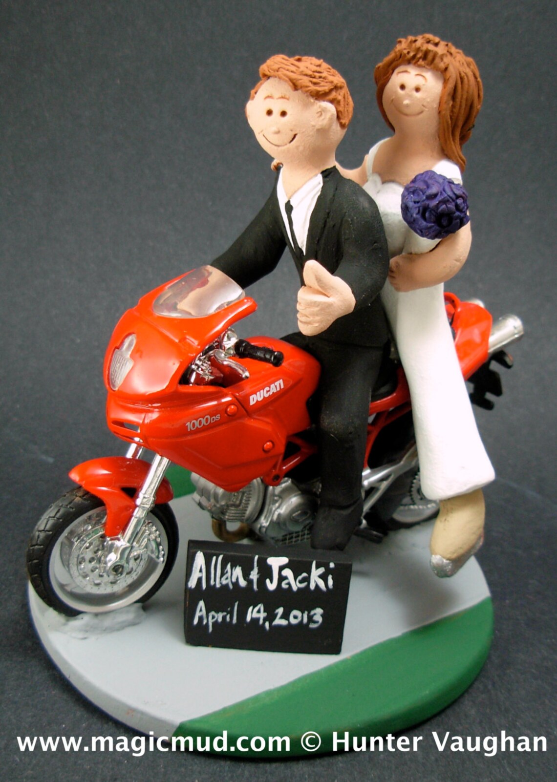 Bride and Groom on Ducati Sportbike Motorcycle Wedding Cake Topper ...