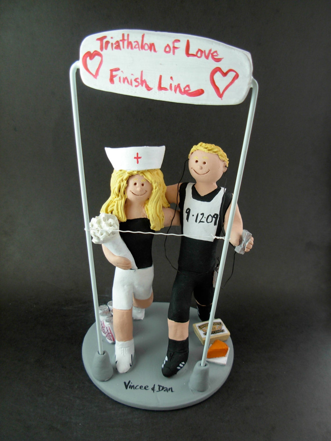 Triathlon Wedding Cake Topper, Marathon Runners Wedding Cake Topper ...
