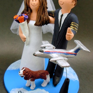 Airplane Pilot's Wedding Cake Topper Bride and Groom in Airplane ...
