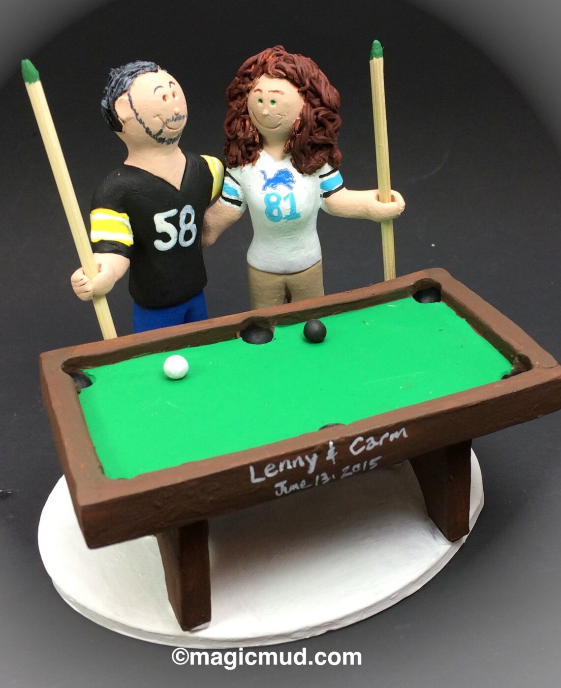 Billiard Player's Wedding Cake Topper Custom Made Pool Players Wedding ...