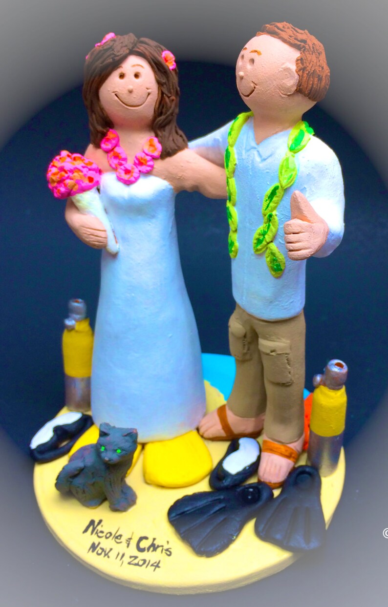 Tropical Island Wedding Cake Topper, Custom Made Chef Wedding Cake ...