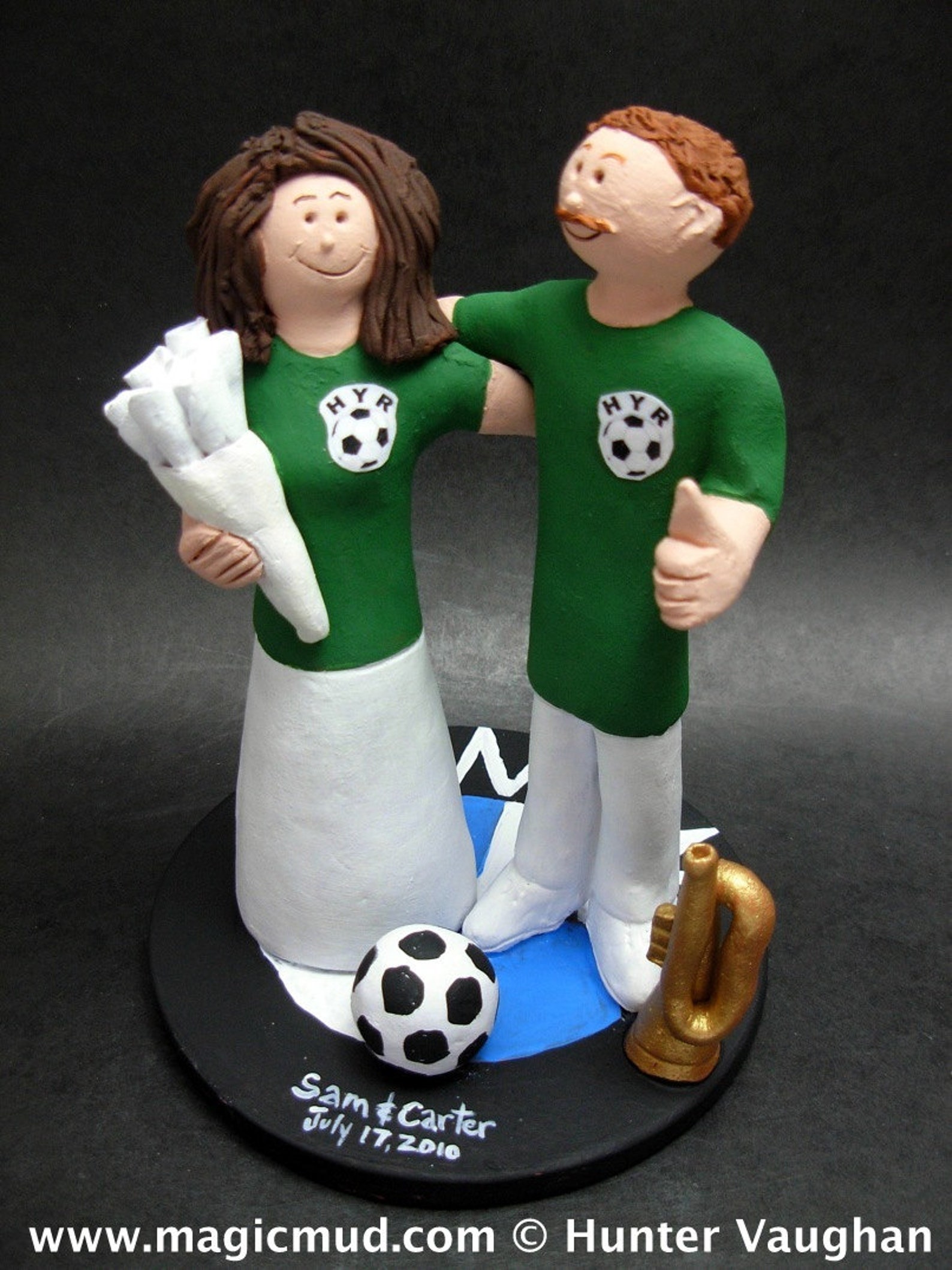 Soccer Wedding Cake Topper, Soccer Bride and Groom Wedding Cake Topper ...