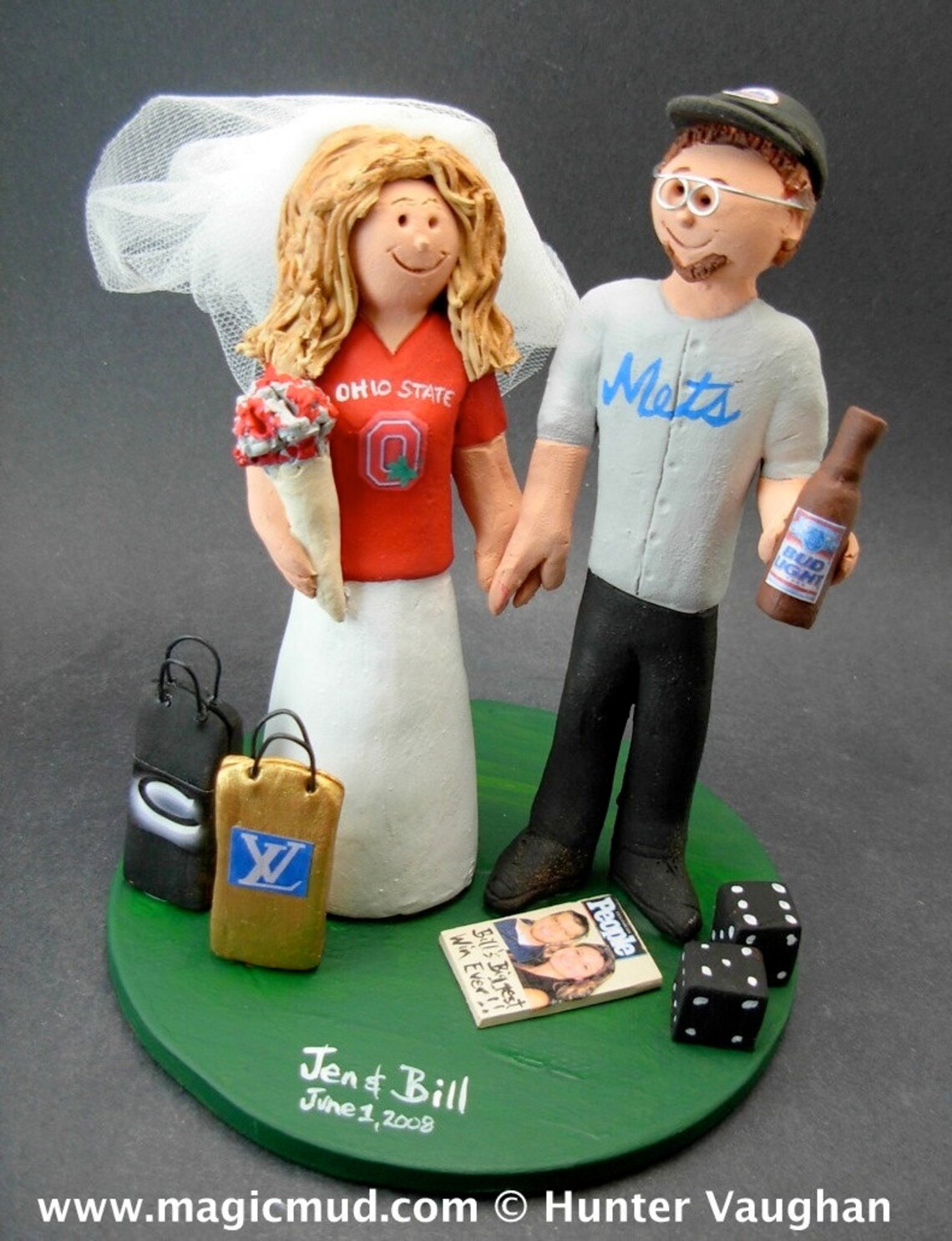Buckeyes Bride Mets Groom Baseball Wedding Cake Topper, Ohio Buckeyes ...