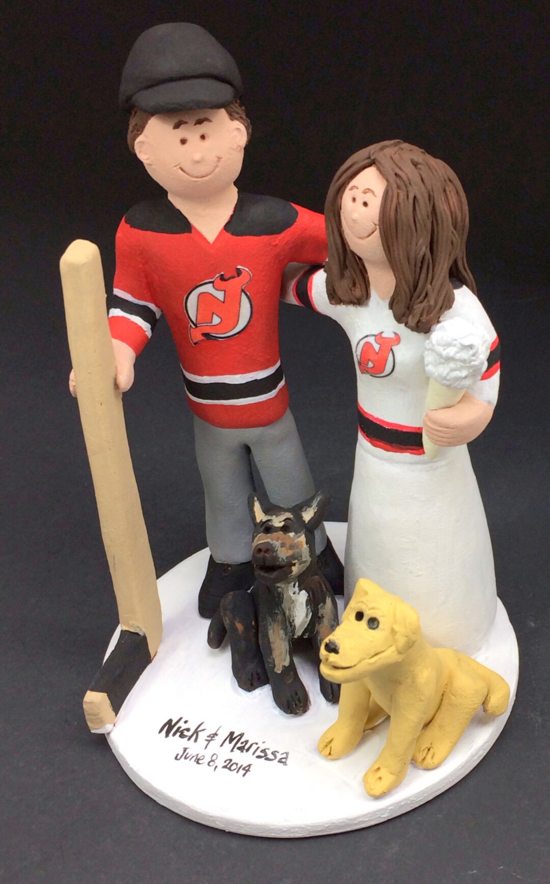 New Jersey Devils Bride and Groom Hockey Wedding Cake Topper - Custom ...