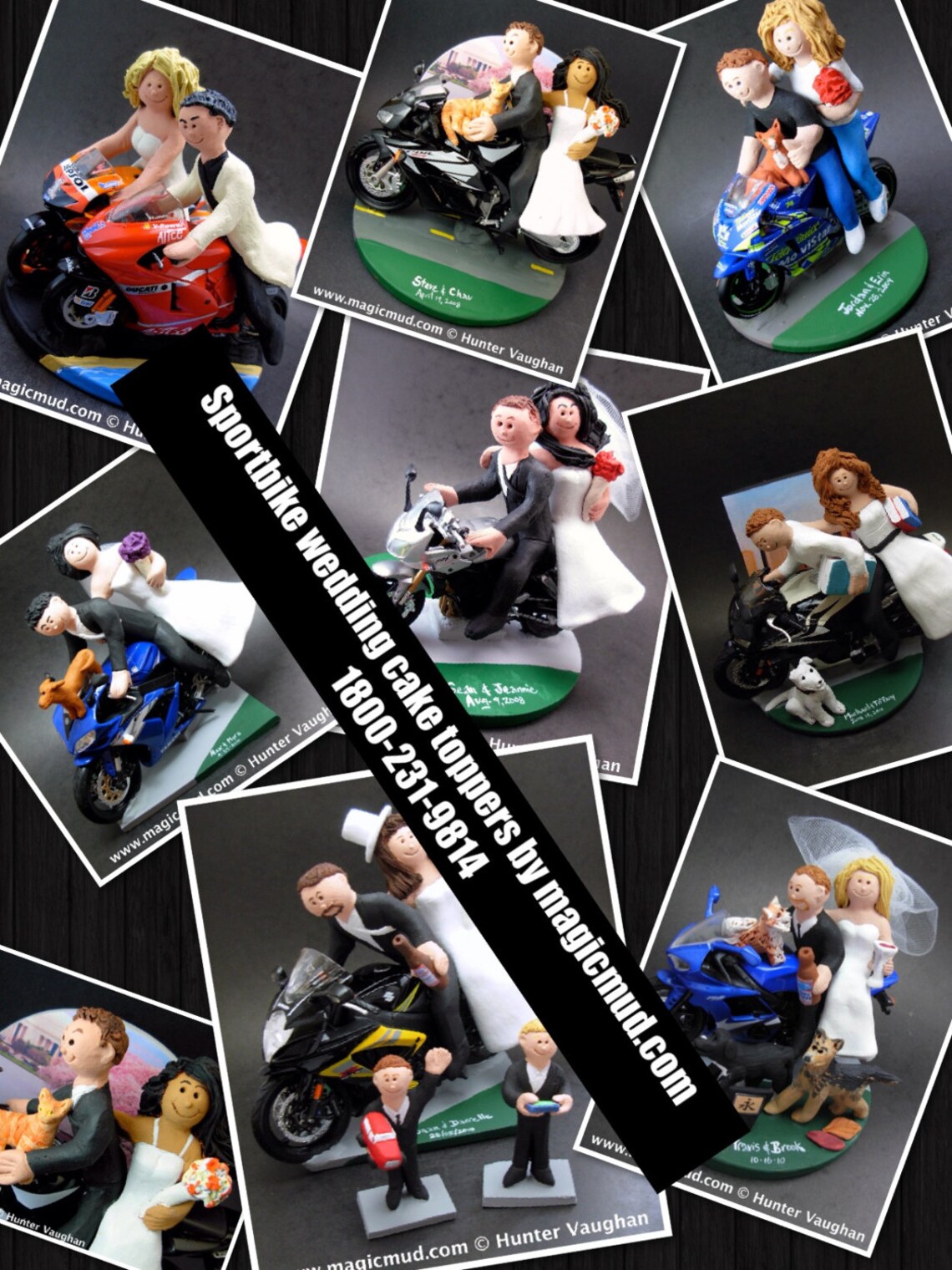 Bride and Groom on Ducati Sportbike Motorcycle Wedding Cake Topper ...