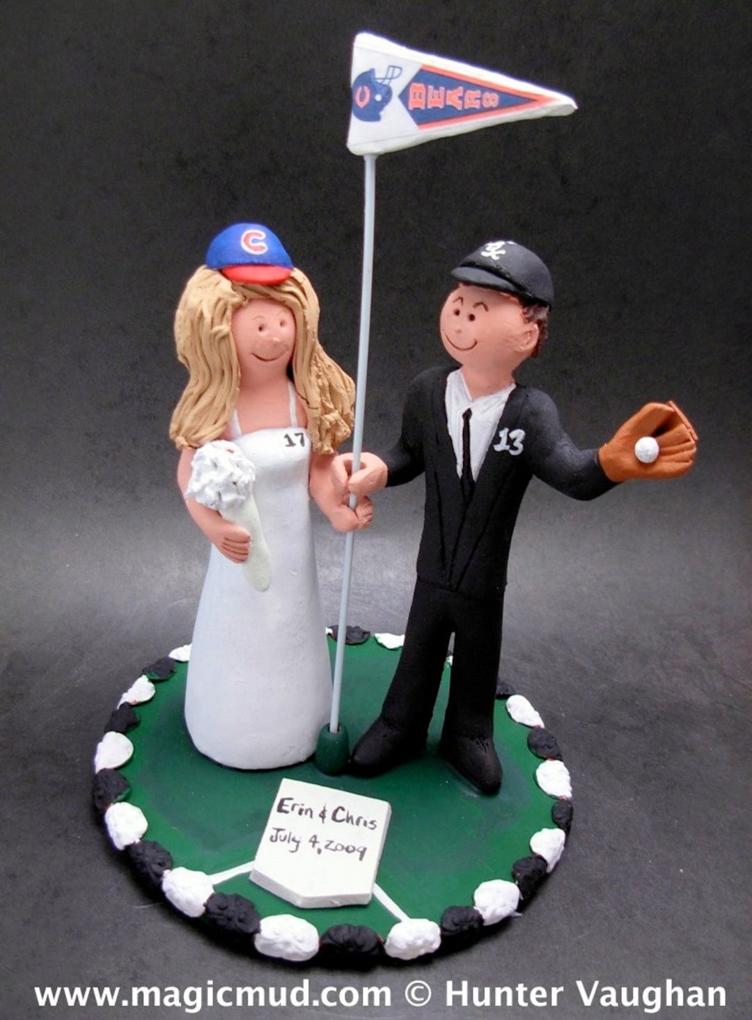 Chicago White Sox Groom Marries Chicago Cubs Bride Wedding Cake Topper ...