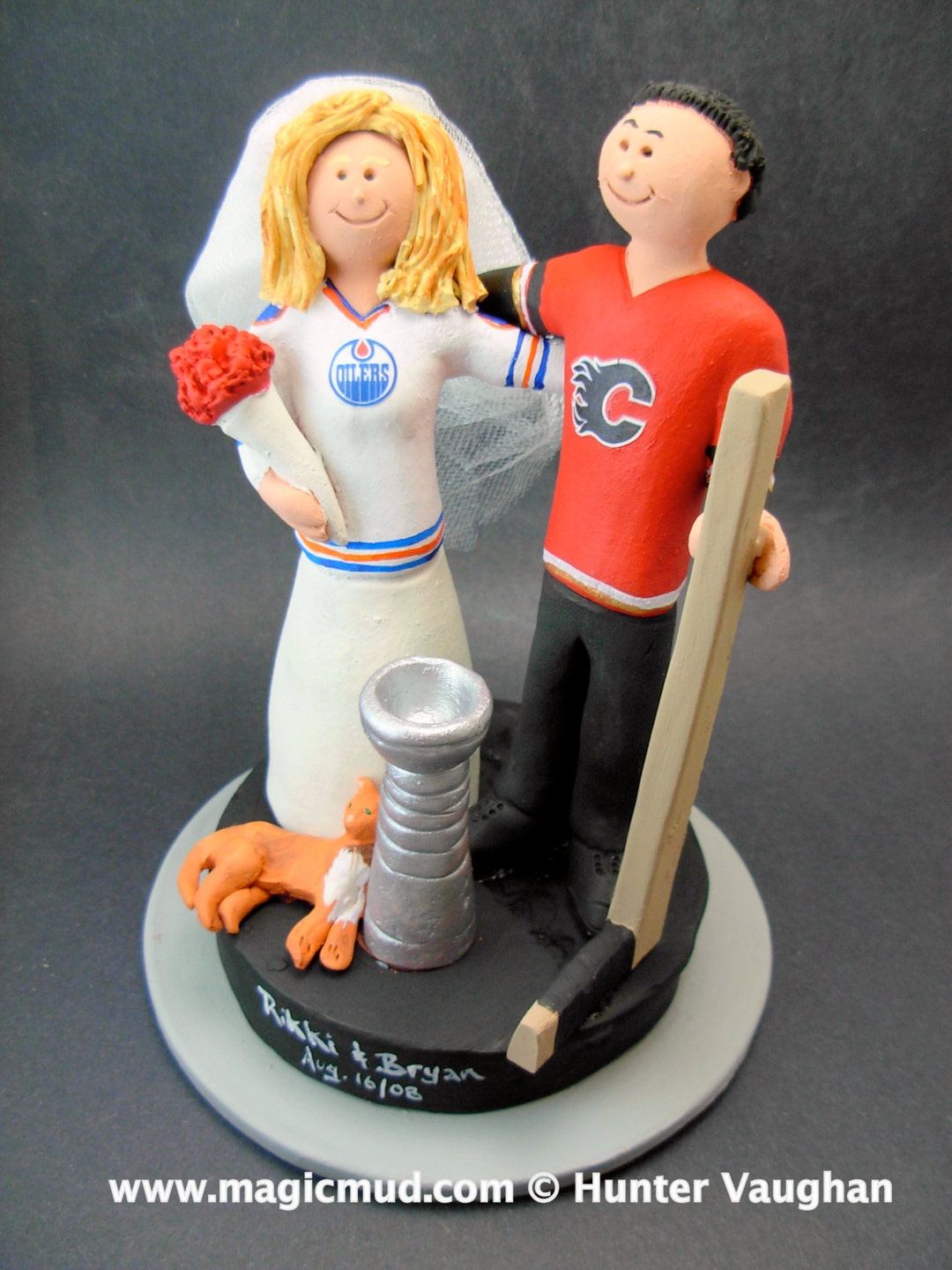 Calgary Flames Hockey Wedding Cake Topper, Oilers Hockey Bride Wedding ...