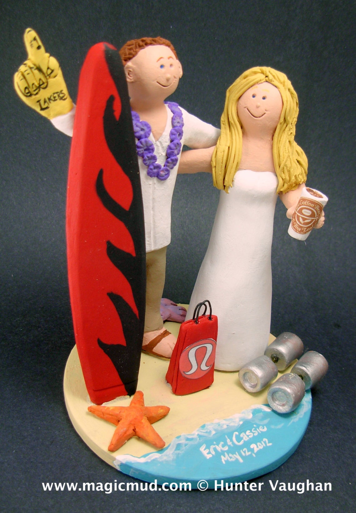 Surfing Bride and Groom Wedding Cake Topper, Surfers Wedding Cake ...