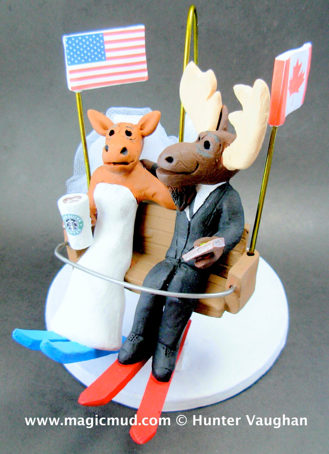 Moose Wedding Cake Topper, Moose Bride and Groom Wedding Cake Topper ...