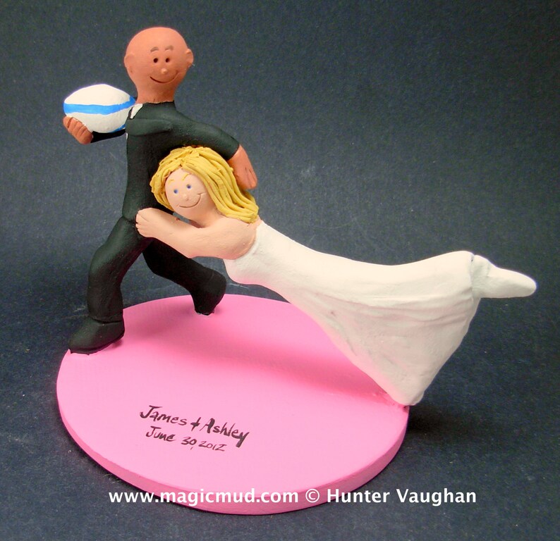Football Wedding Cake Topper, Football Bride Wedding Cake Topper ...