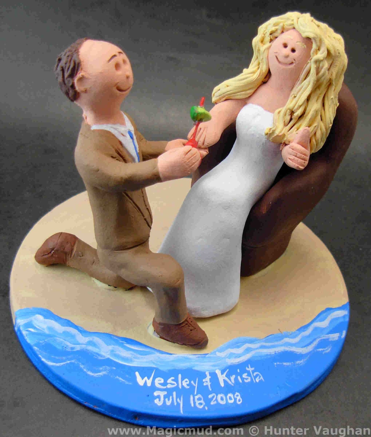 Groom Proposing to Bride Wedding Cake Topper, Custom Made Proposal ...