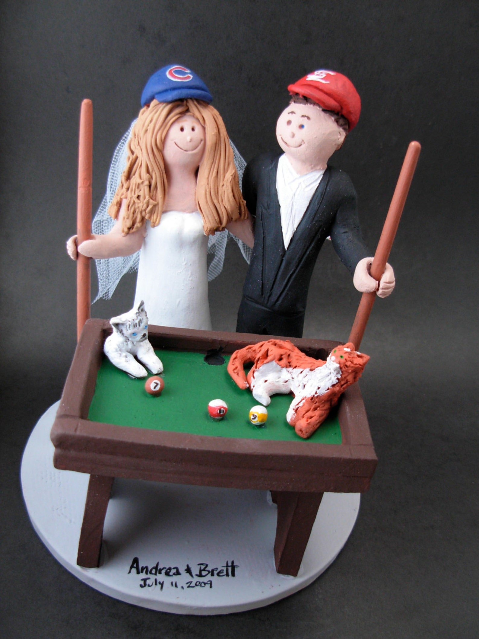 Billiard or Pool Players Wedding Cake Topper- Custom Made to Order ...