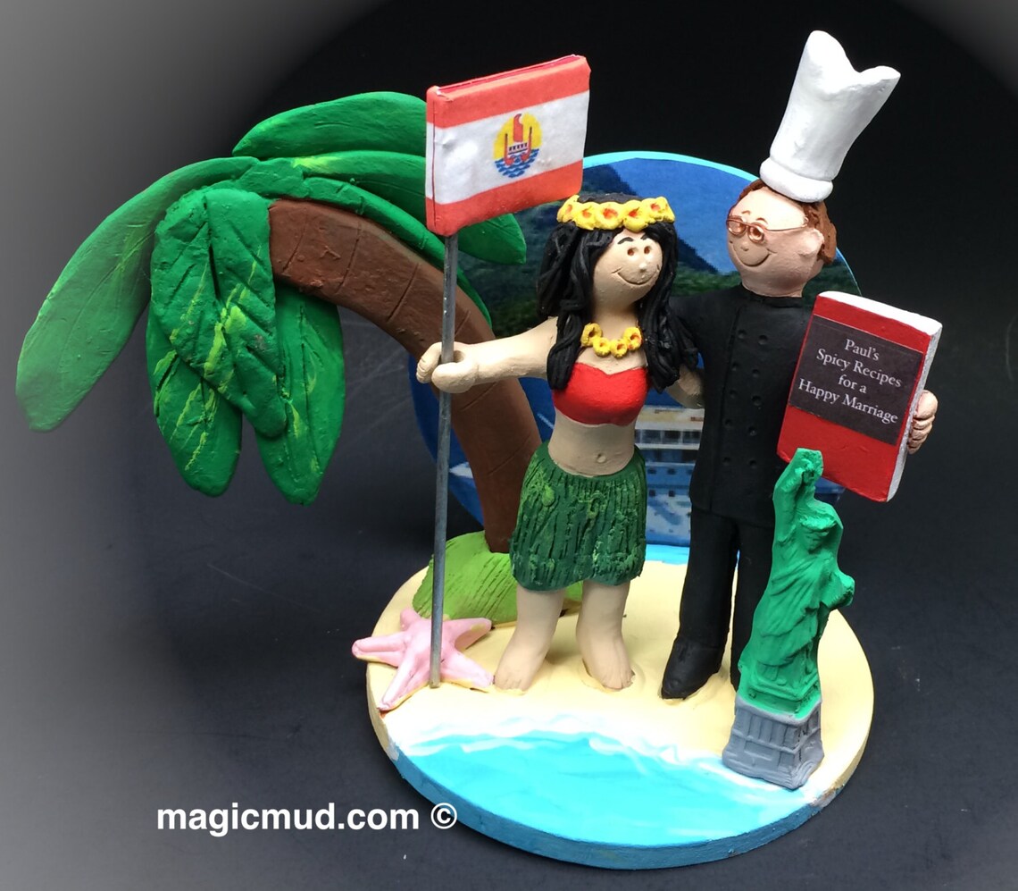 Tropical Island Wedding Cake Topper, Custom Made Chef Wedding Cake ...
