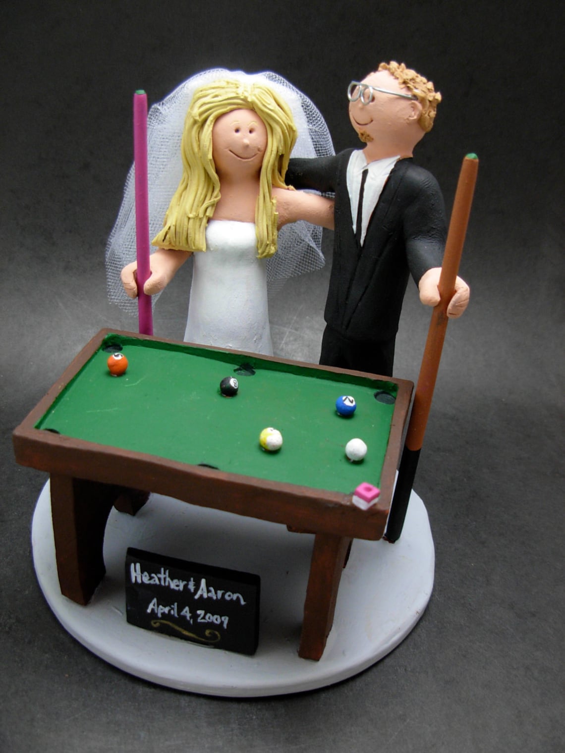 Billiard or Pool Players Wedding Cake Topper- Custom Made to Order ...