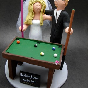 Billiard or Pool Players Wedding Cake Topper- Custom Made to Order ...