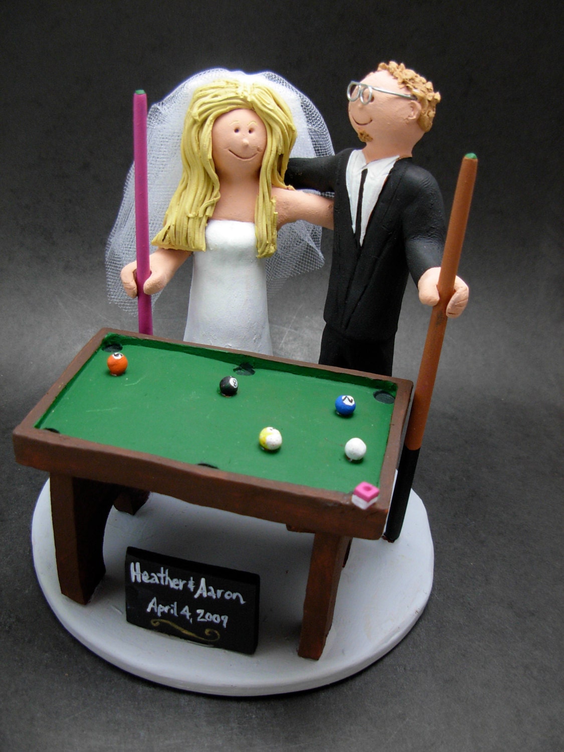 Billiard or Pool Players Wedding Cake Topper- Custom Made to Order ...