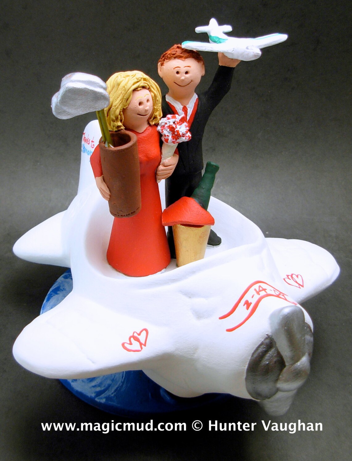 Airplane Pilot's Wedding Cake Topper Bride and Groom in Airplane ...