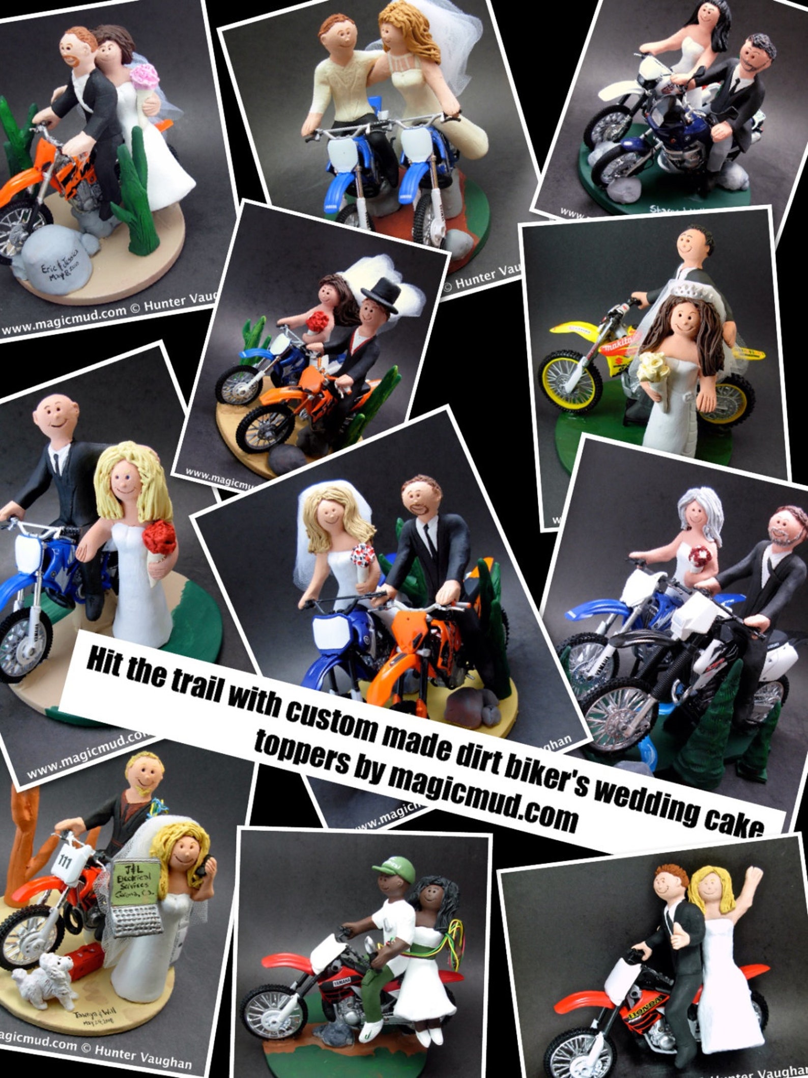 Bride on a Yamaha Dirt Bike Wedding Cake Topper, Anniversary Gift for ...