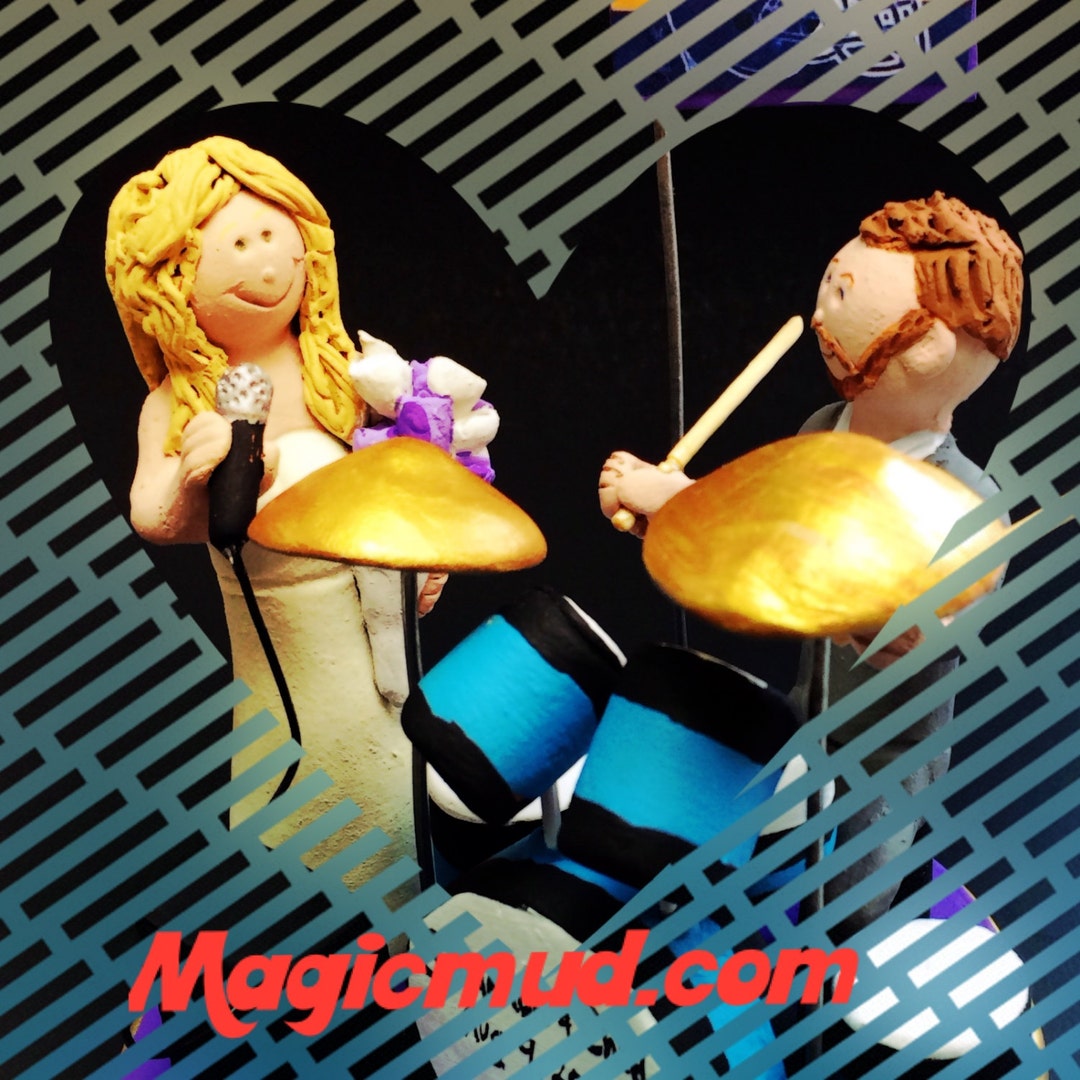 Wedding Cake Topper for a Drummer - Custom Made Percussionist Wedding ...