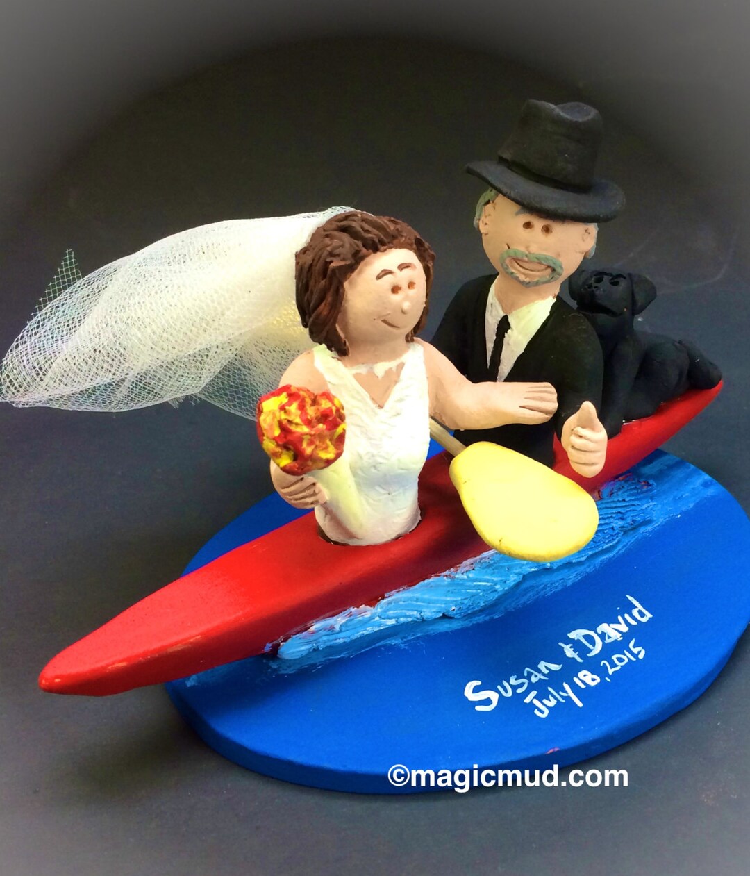 Bride and Groom Kayaking Wedding Cake Topper - Custom Made Kayak ...
