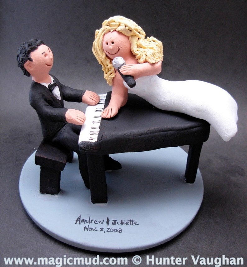Singing Bride's Wedding Cake Topper, Piano Players Wedding Cake Topper ...