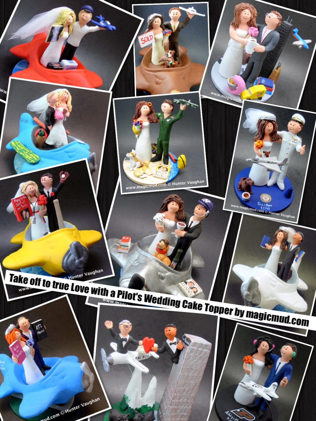 Pilot's Wedding Cake Topper - Custom Made Airline Wedding Cake Topper ...