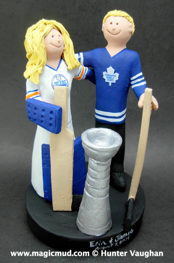 Goalie Bride Hockey Wedding Cake Topper Edmonton Oilers - Etsy España