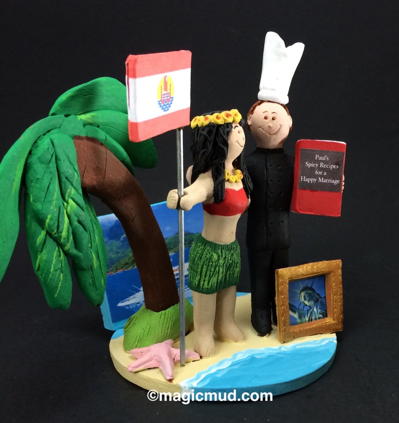 Tropical Island Wedding Cake Topper, Custom Made Chef Wedding Cake ...