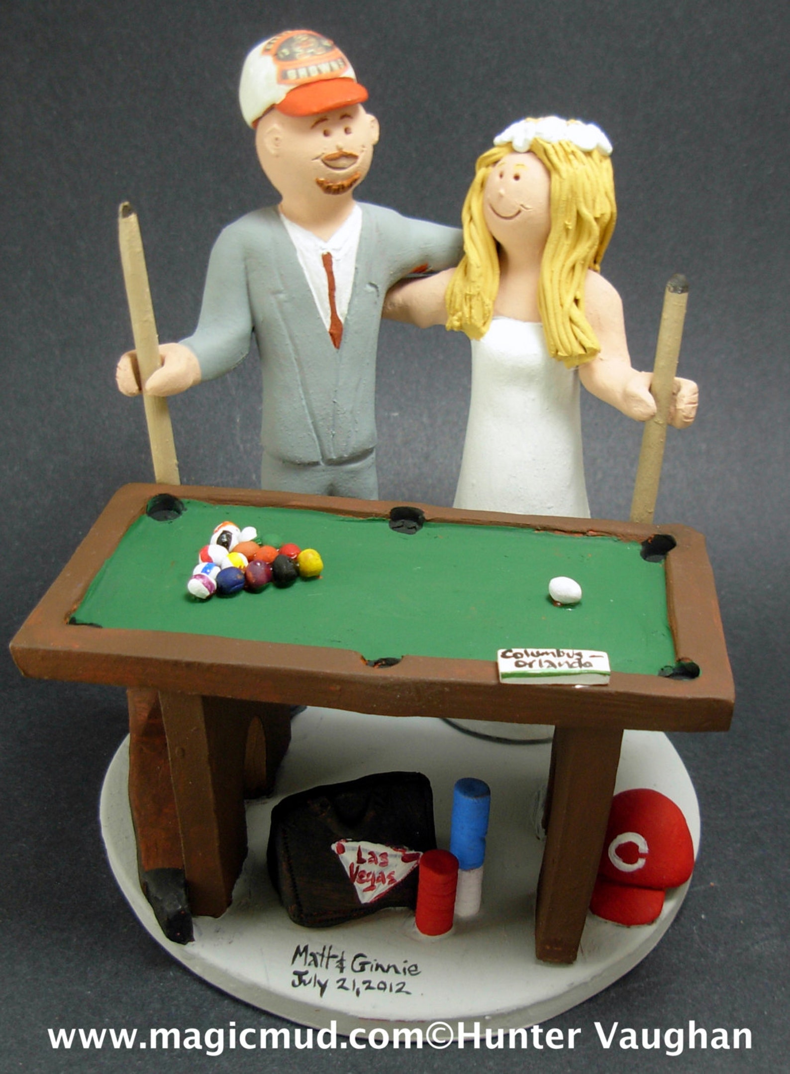 Billiard or Pool Players Wedding Cake Topper- Custom Made to Order ...