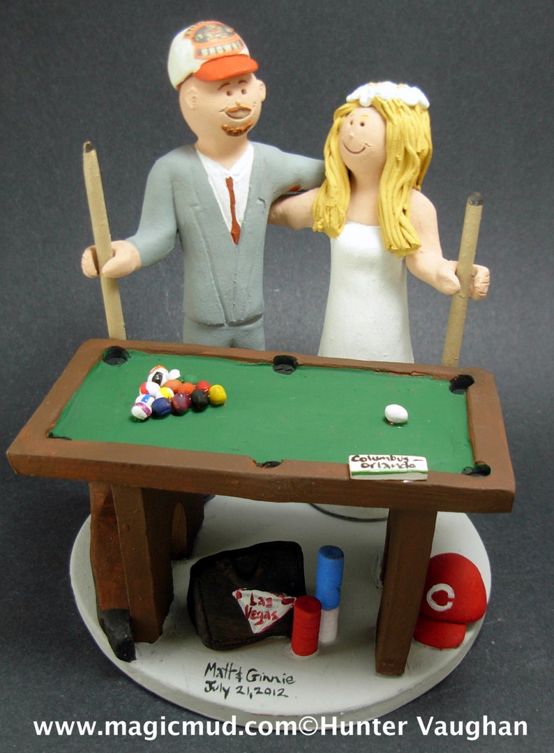 Billiard or Pool Players Wedding Cake Topper- Custom Made to Order ...