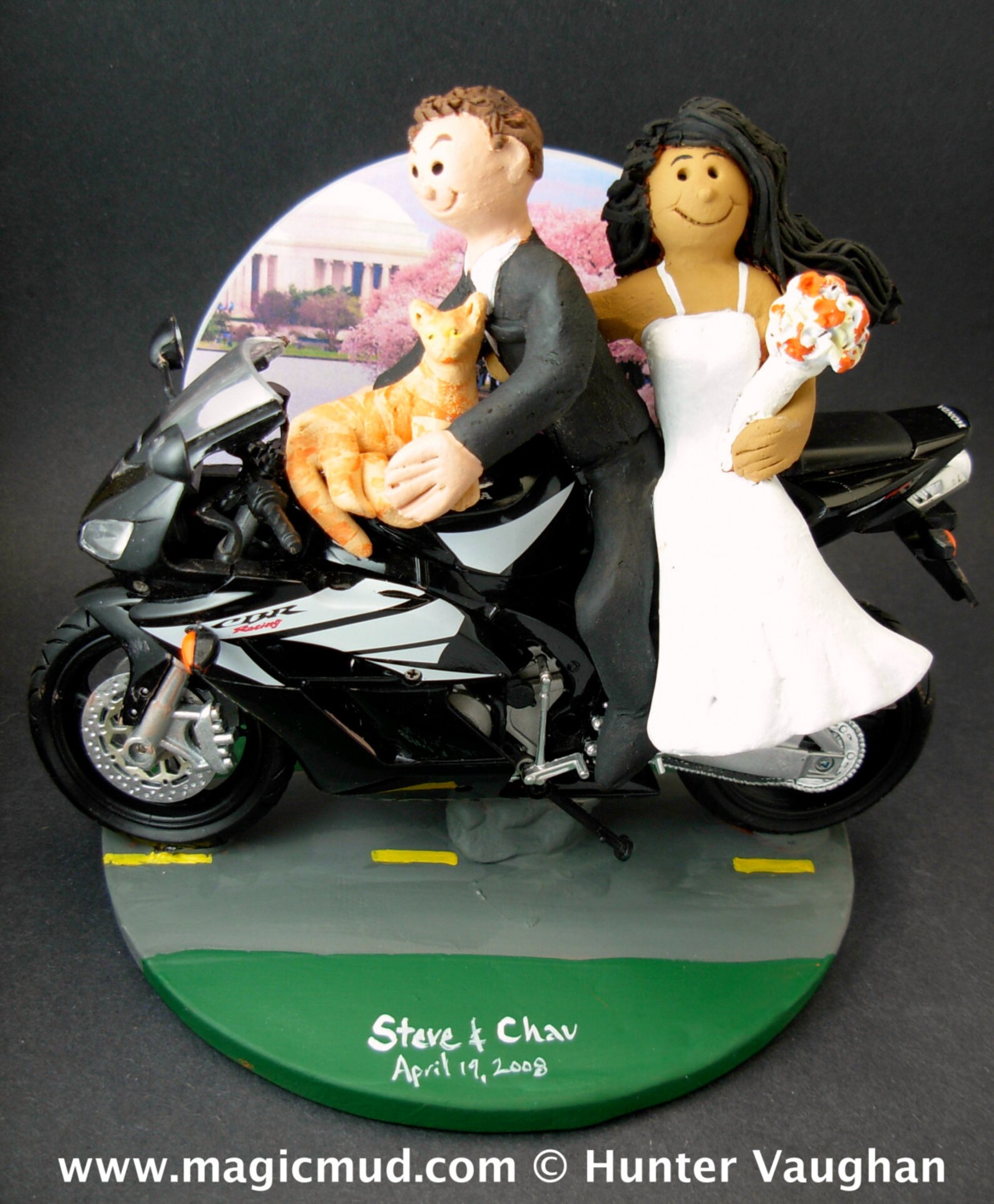 Bride and Groom on Ducati Sportbike Motorcycle Wedding Cake Topper ...
