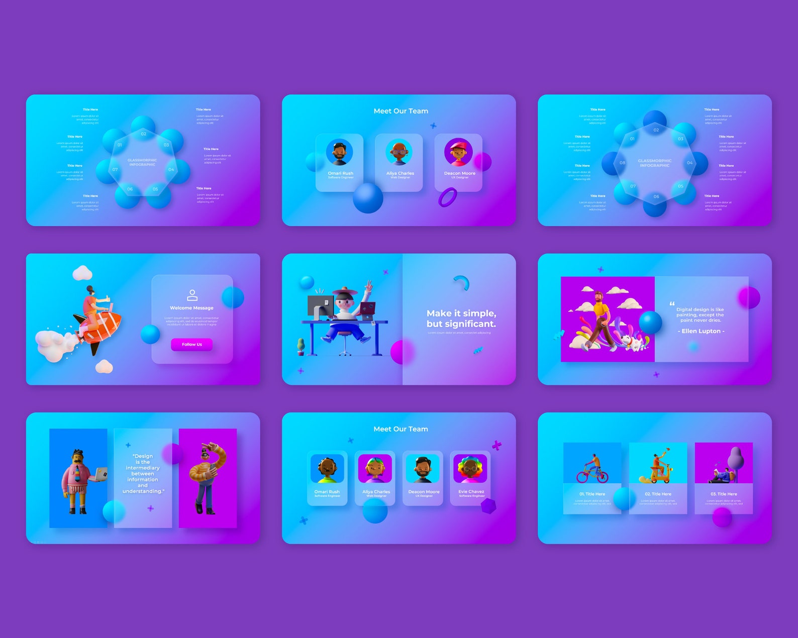 Glassmorphism Animated Powerpoint Template Infographic Diagrams Frosted ...