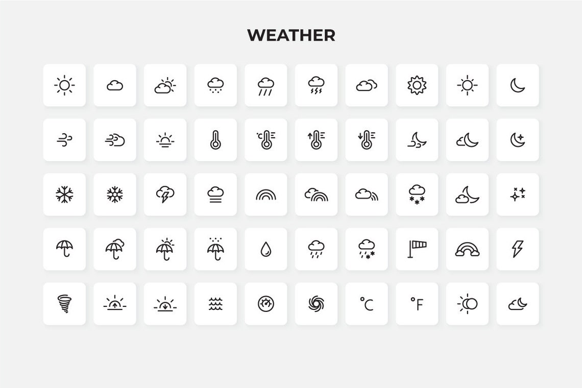 Weather Icons Pack. Forecast Outline Icons Set. Canva Editable Icons ...