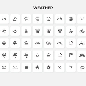 Weather Icons Pack. Forecast Outline Icons Set. Canva Editable Icons ...