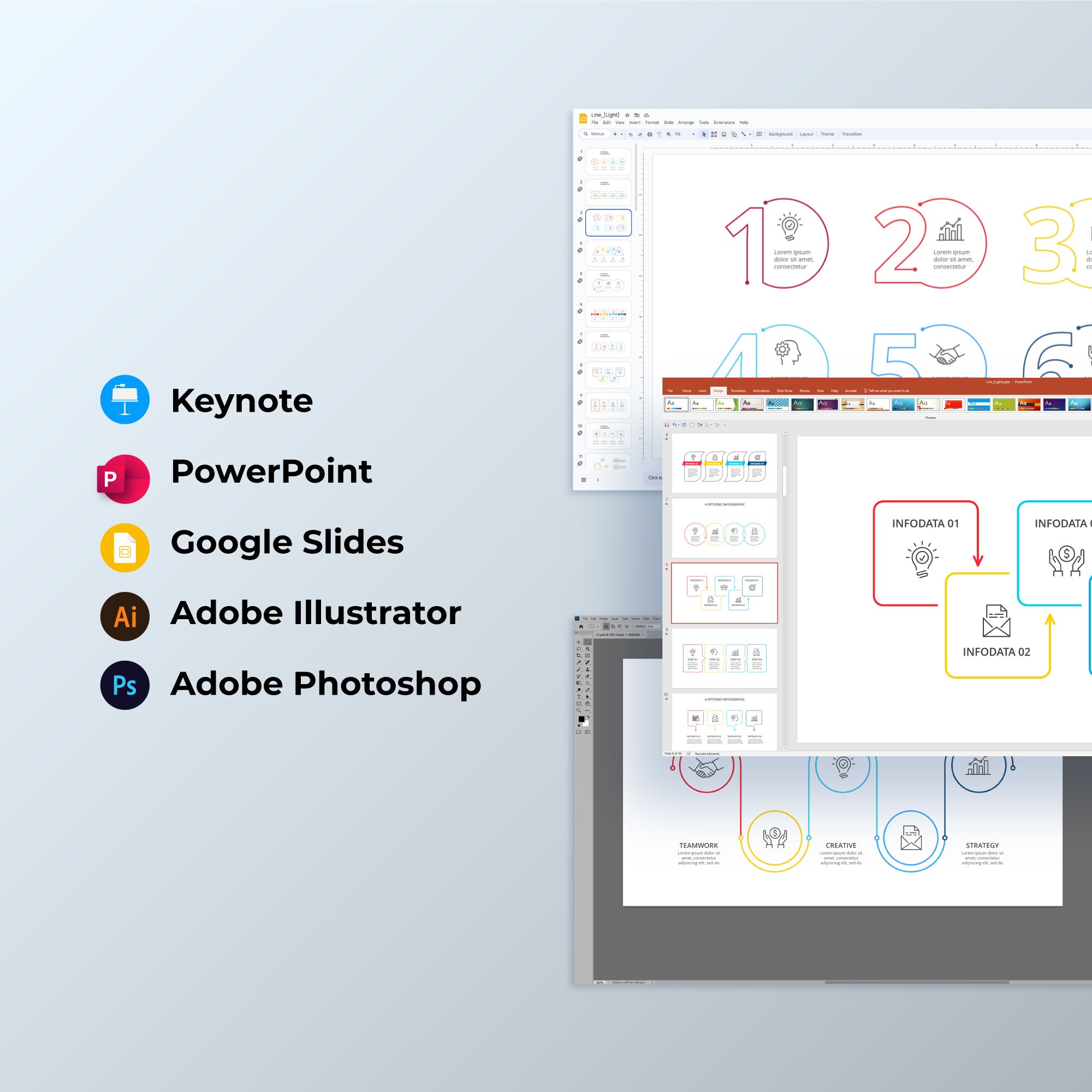 Animated Powerpoint Template | Outline Infographics Powerpoint ...