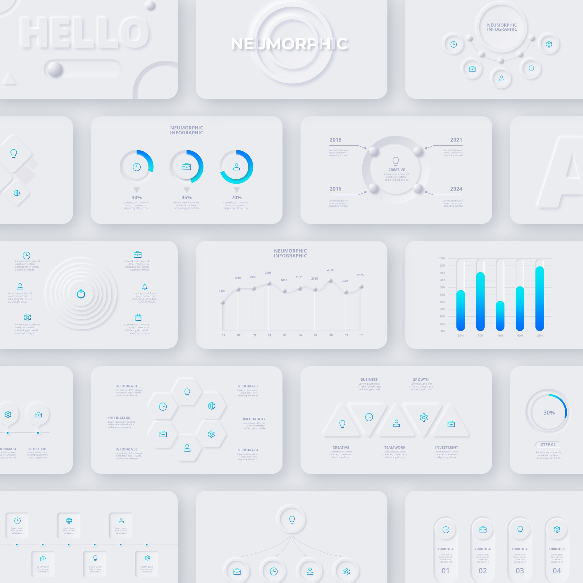 Neumorphic Style Powerpoint Template - Customizable Design With ...